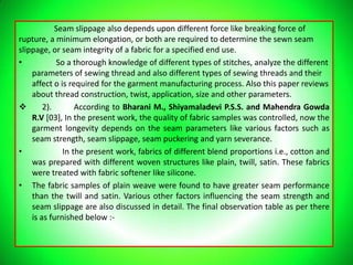 Study of relationship between seam slippage& strength | PPTX