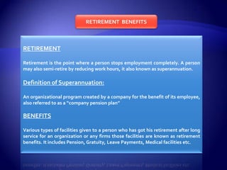 Study of retirement | PPTX