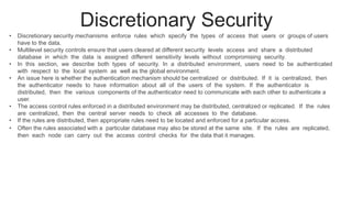 Study of Security functionality in Distributed Database.pptx | Databases | Computer Software and ...