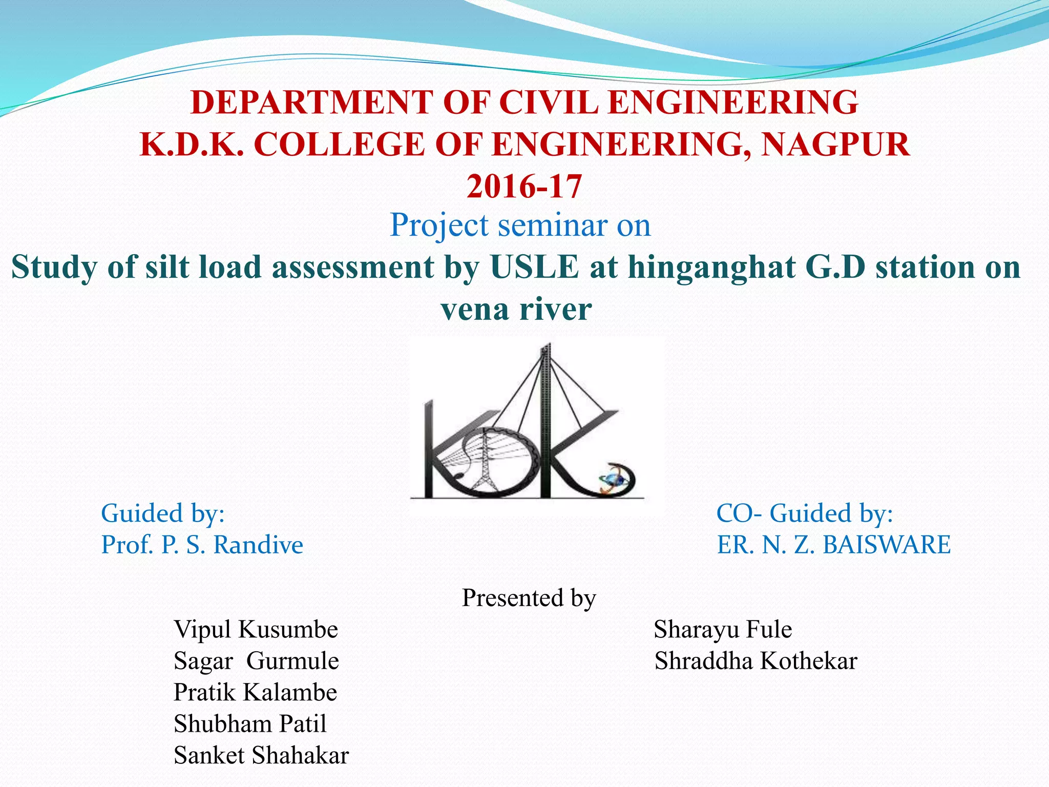 Study of silt load assessment by usle | PPT
