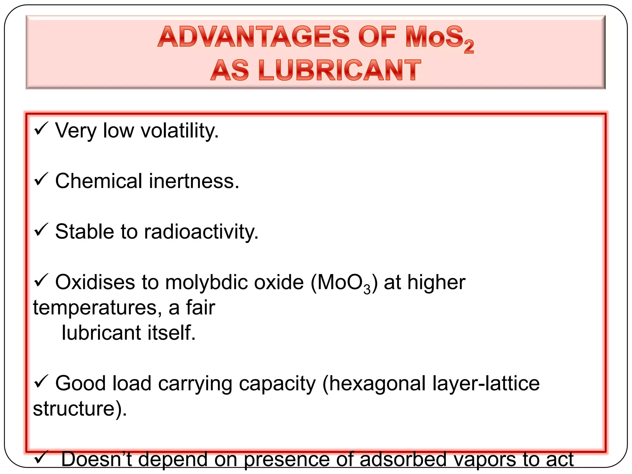 Study of solid lubrication with MoS2 coating | PPTX