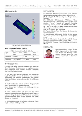 Study of split punch and die of the sheet metal blanking process for length component | PDF