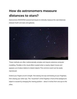 Study of stars Using 3D images of the sky, How do astronomers measure ...