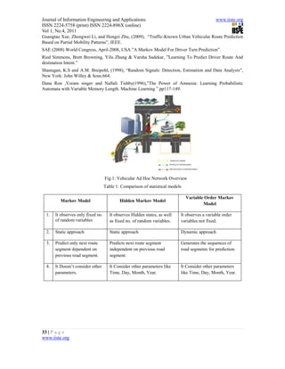 Study of statistical models for route prediction algorithms in vanet | PDF