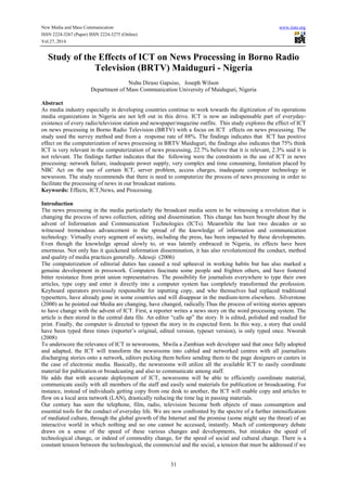 ICT Effects on News Processing at BRTV Maiduguri | PDF