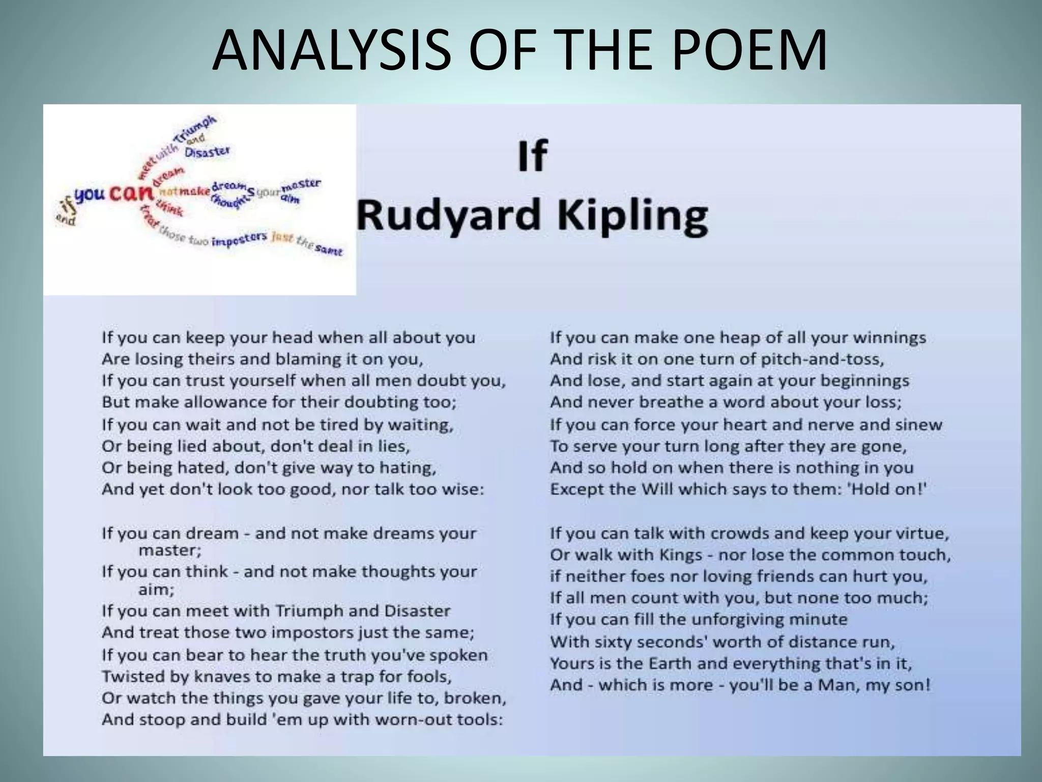 Study of the poem "IF" by Rudyard Kipling | PPTX