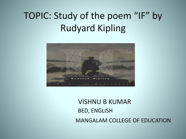 Study of the poem "IF" by Rudyard Kipling | PPTX