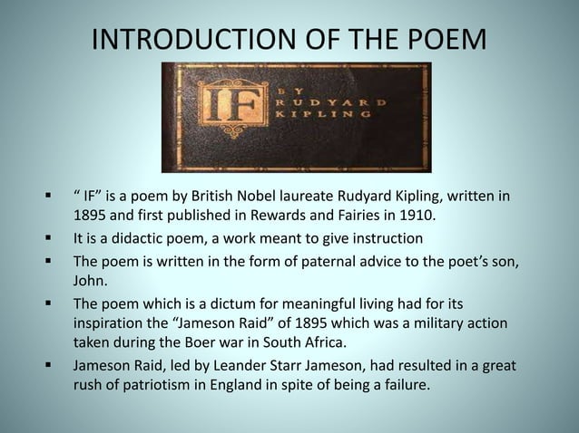 Study of the poem "IF" by Rudyard Kipling | PPTX