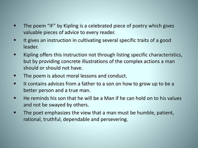 Study of the poem "IF" by Rudyard Kipling | PPTX