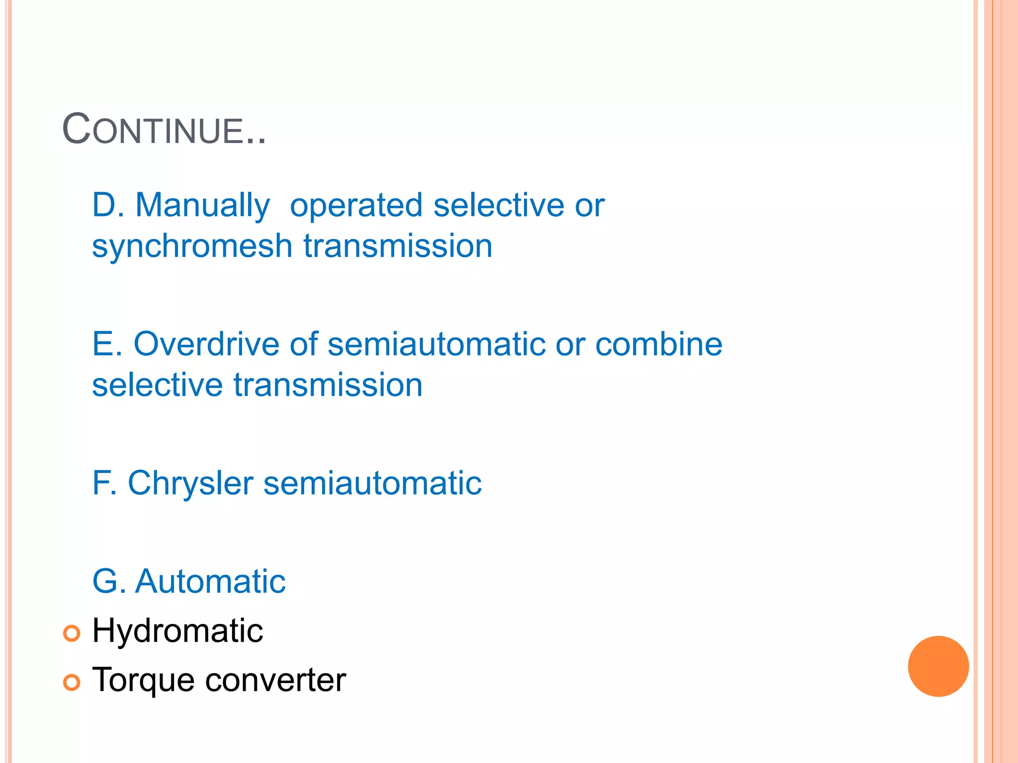 Study of transmission system of automobile | PPTX