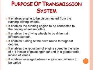 Study of transmission system of automobile | PPTX