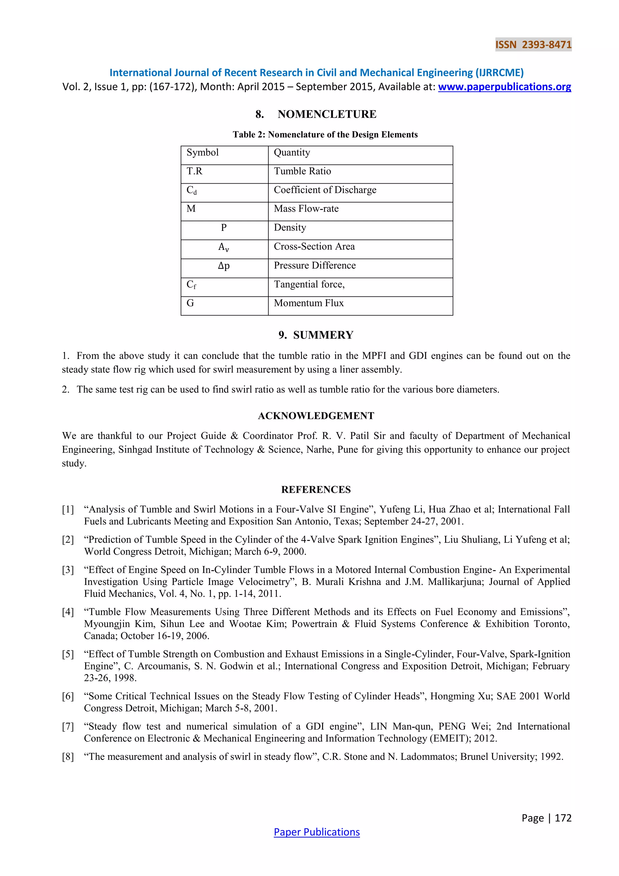 Study of Tumble Measurement on a Steady State Flow Rig | PDF