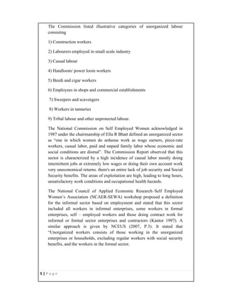 Study of unorganized sector in india | PDF