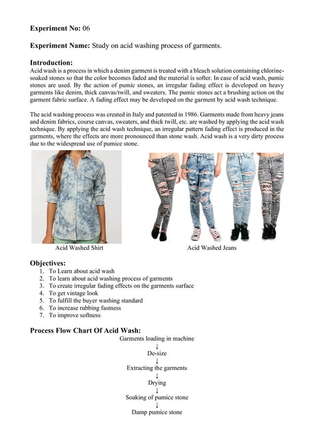 Study on Acid washing Process of Garments | Acid washing Process of ...