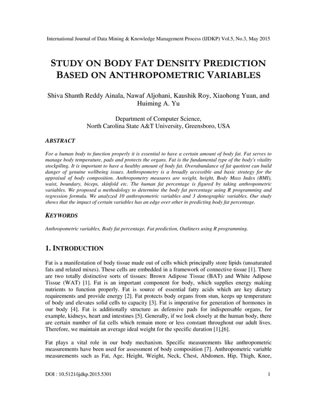 Study on body fat density prediction | PDF