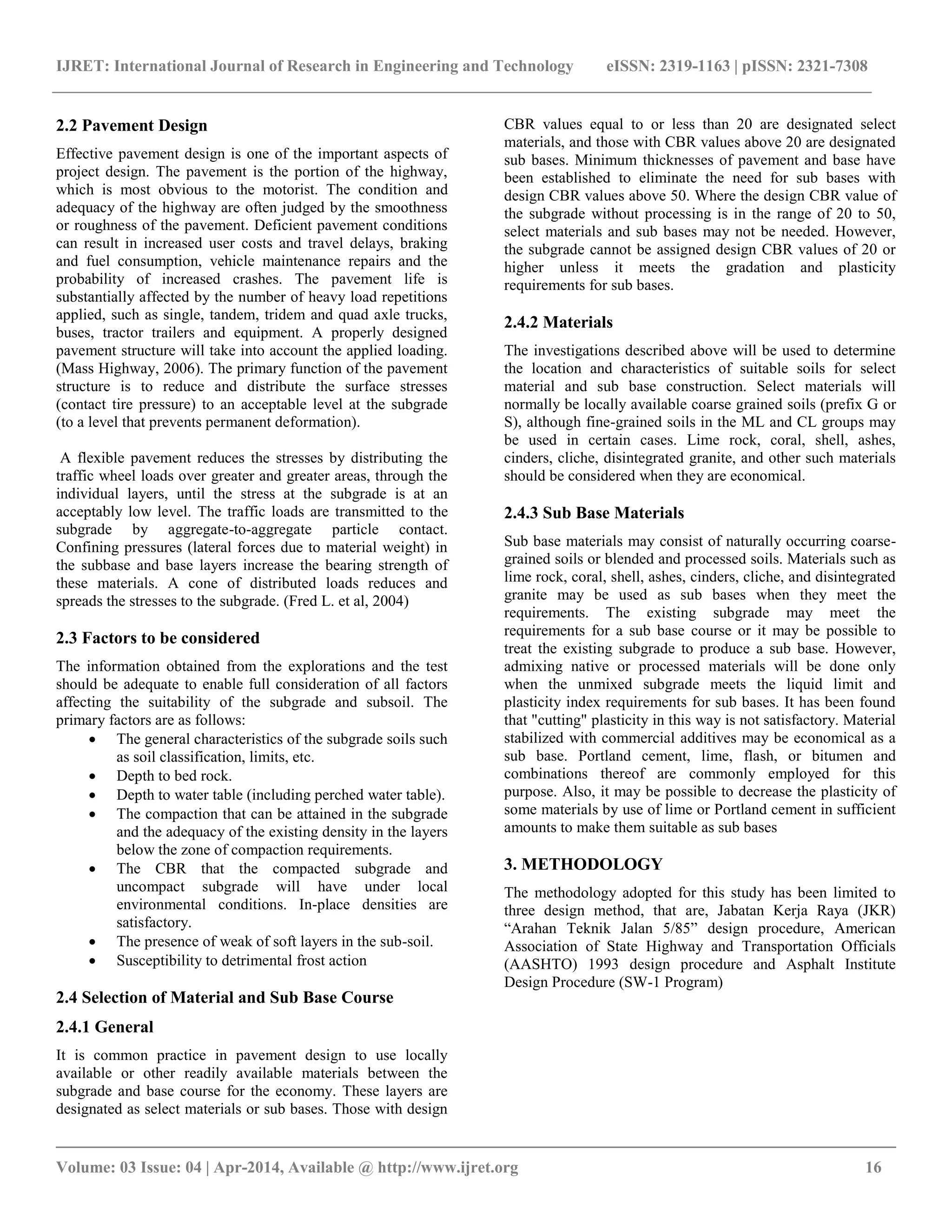 Study on comparative flexible pavement thickness analysis using various design method | PDF