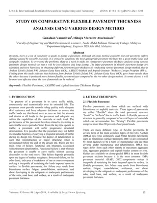 Study on comparative flexible pavement thickness analysis using various design method | PDF