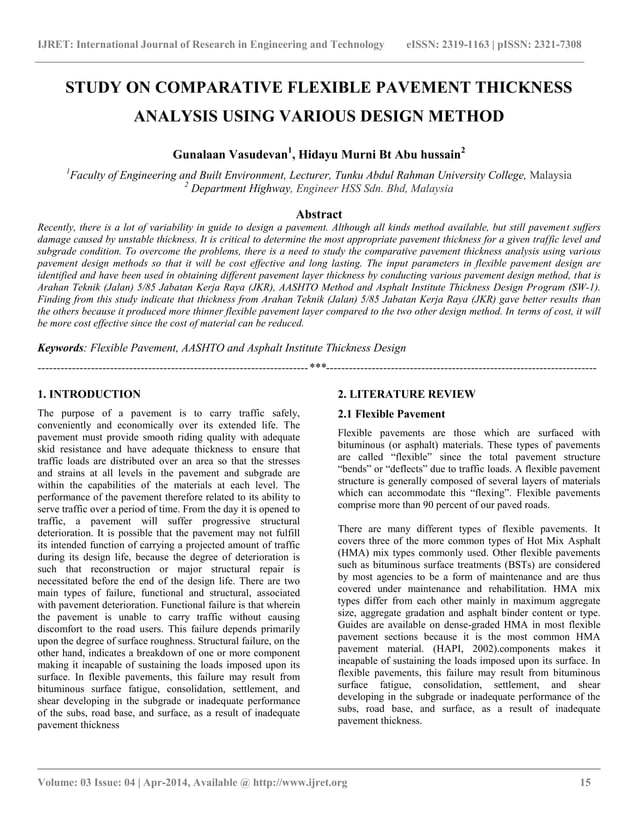 Study on comparative flexible pavement thickness analysis using various design method | PDF