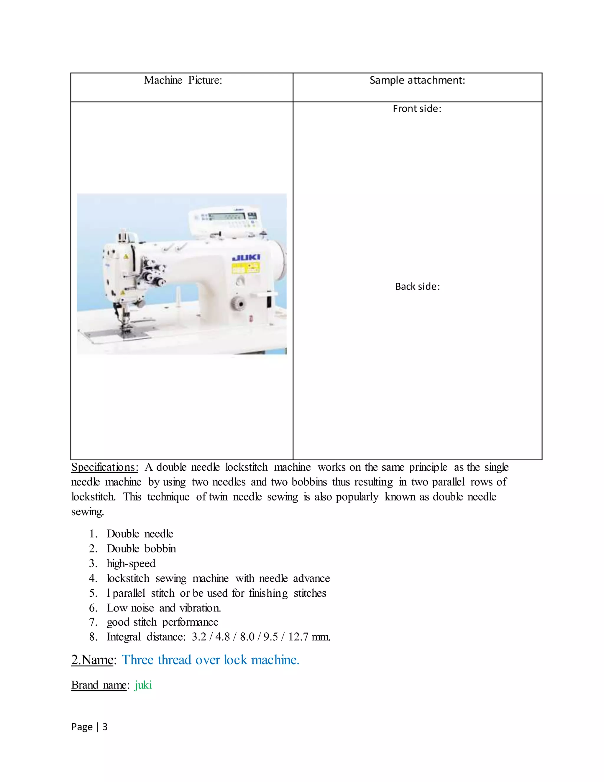 Study on differents types of sewing machine | DOCX