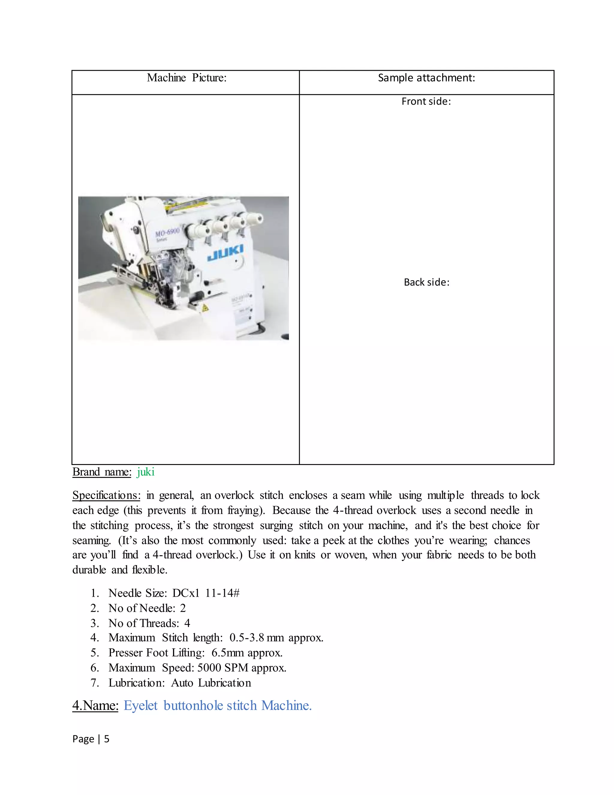 Study on differents types of sewing machine | DOCX