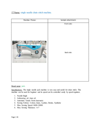 Study on differents types of sewing machine | DOCX