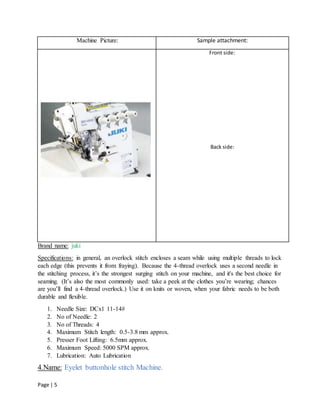 Study on differents types of sewing machine | DOCX