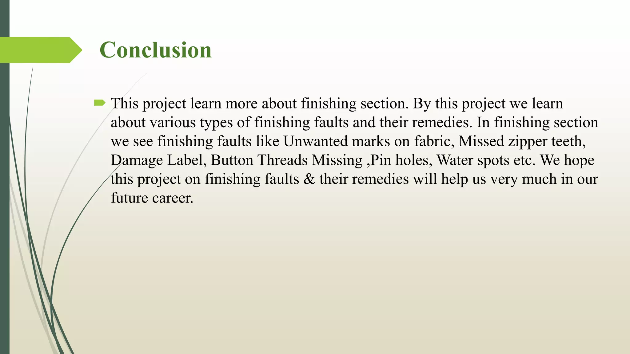 Study on different types of finishing defects in garments industry | PPTX