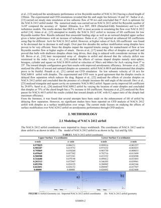 Study on Effect of Semi Circular Dimple on Aerodynamic Characteristics ...