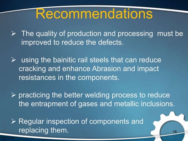 Study on fatigue failures in rail steels | PPT