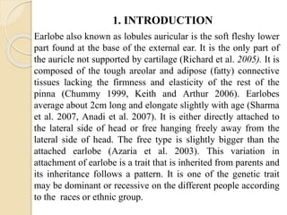 Study on frequency of genetic trait for earlobes | PPTX