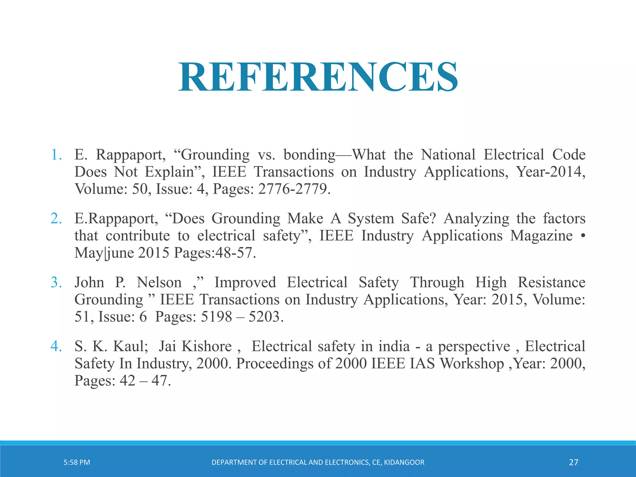 Study on grounding system and safety practices | PPTX