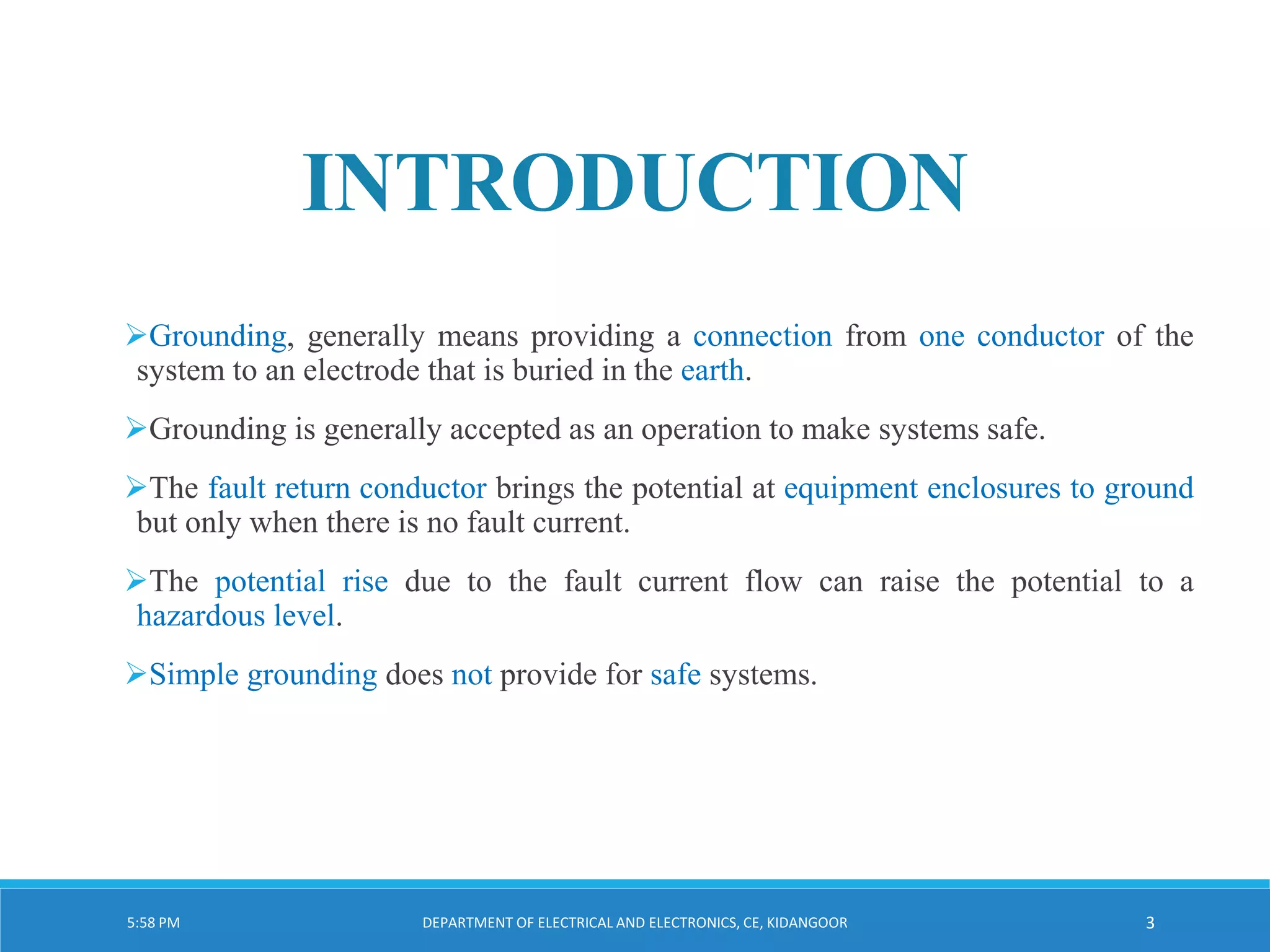 Study on grounding system and safety practices | PPTX