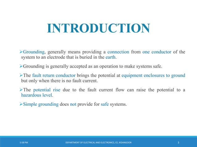 Study on grounding system and safety practices | PPTX