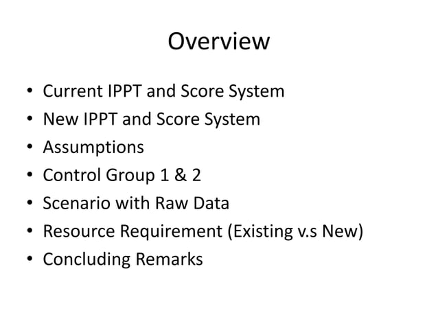 Study of the impact of the new IPPT system | PPT