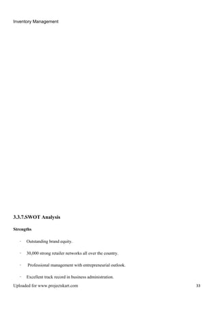 Study on Inventory Management at Reid & Taylor (India) Ltd | DOC