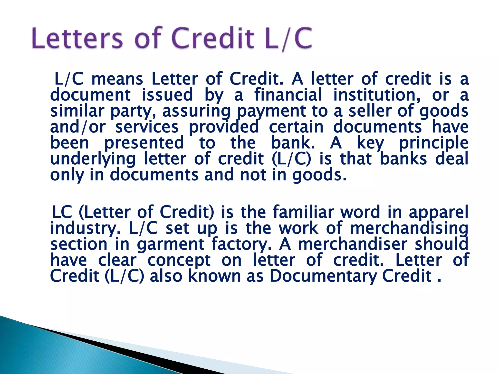 Letters of credit (L/C) in Textile Business | PPTX