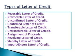 Letters of credit (L/C) in Textile Business | PPTX