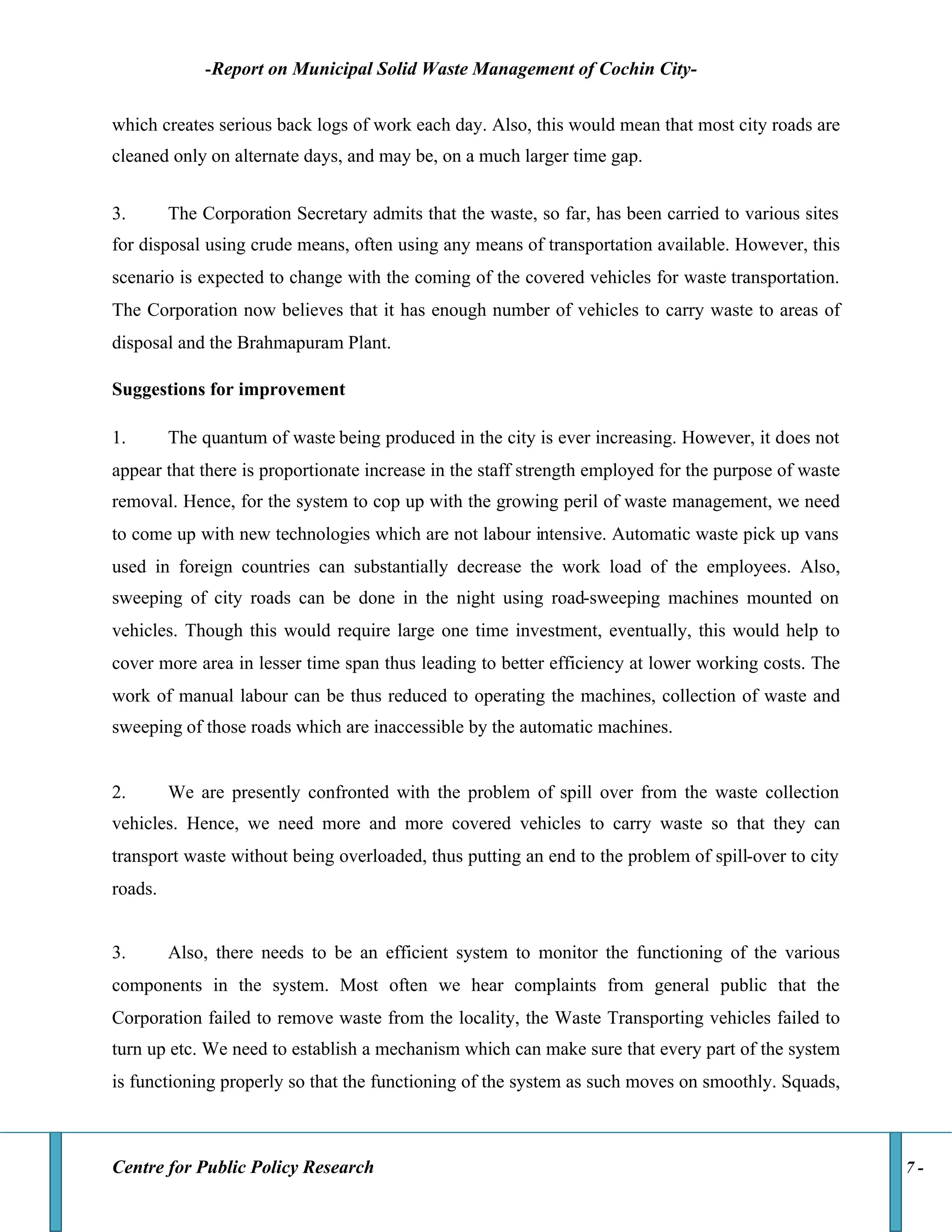 Study on Muncipal Solid Waste Management in Kochi | PDF