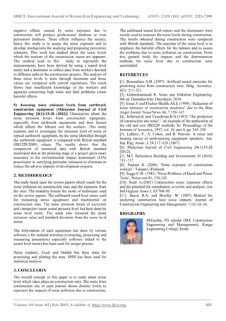 Study on noise pollution at construction site | PDF