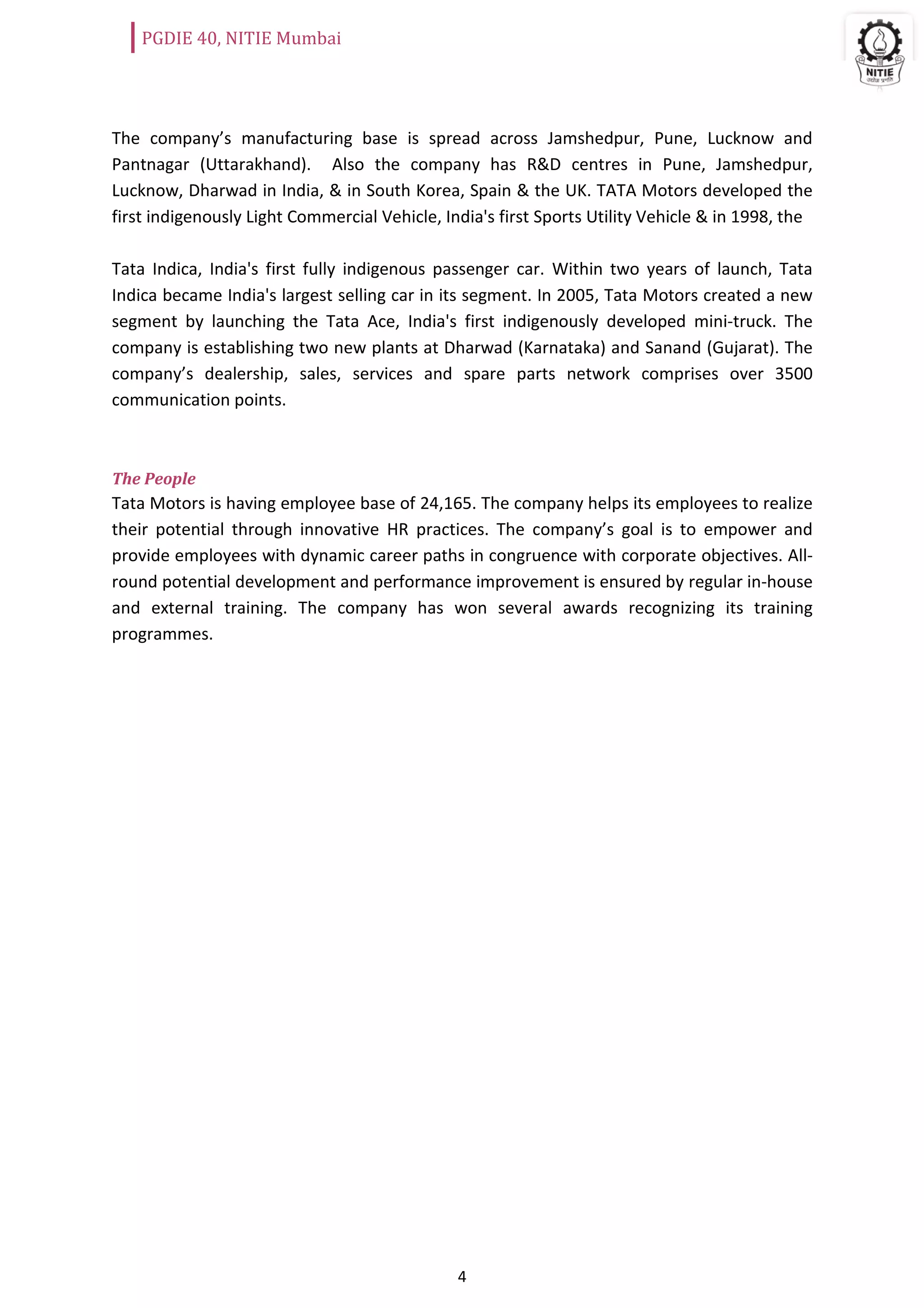 Study on organizational structure and leadership style of tata motors | PDF