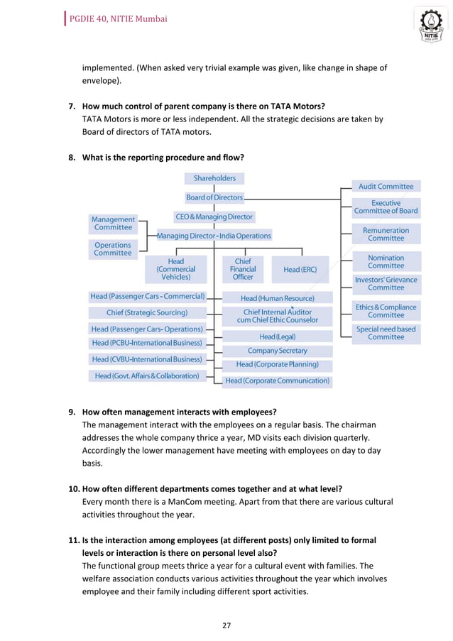 Study on organizational structure and leadership style of tata motors | PDF