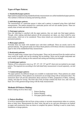 Study on Pattern Making in Apparel Industry | PDF