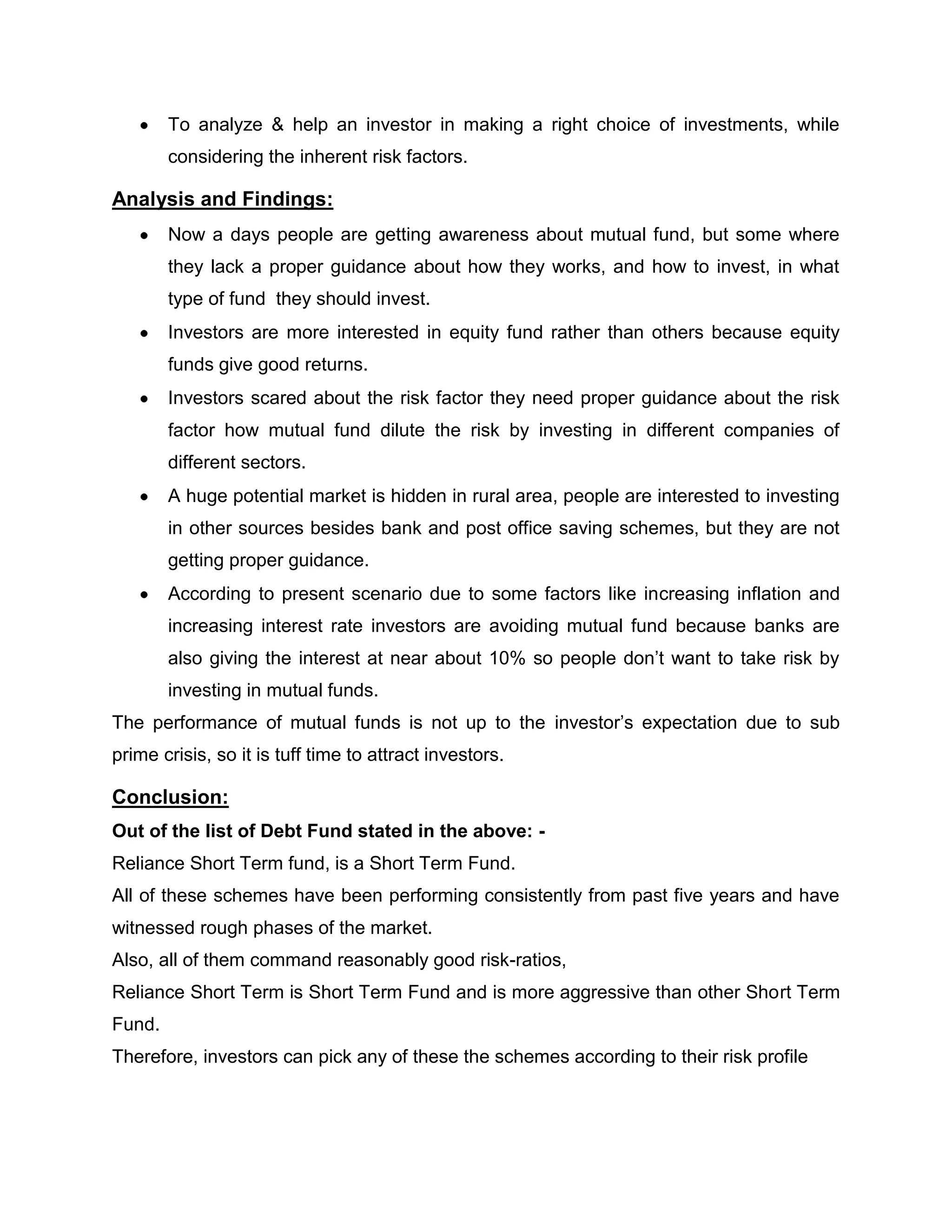 Study on reliance mutual fund | DOCX
