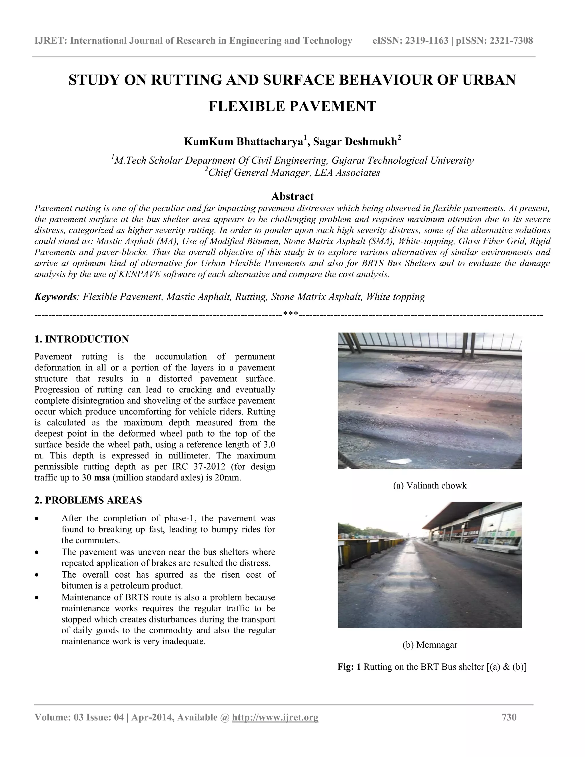 Study on rutting and surface behaviour of urban flexible pavement | PDF ...