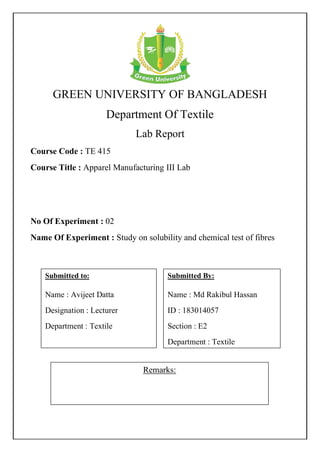 Solubility and chemical test of fibres | Study on solubility and ...