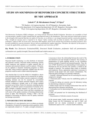Study on soundness of reinforced concrete structures by ndt approach | PDF