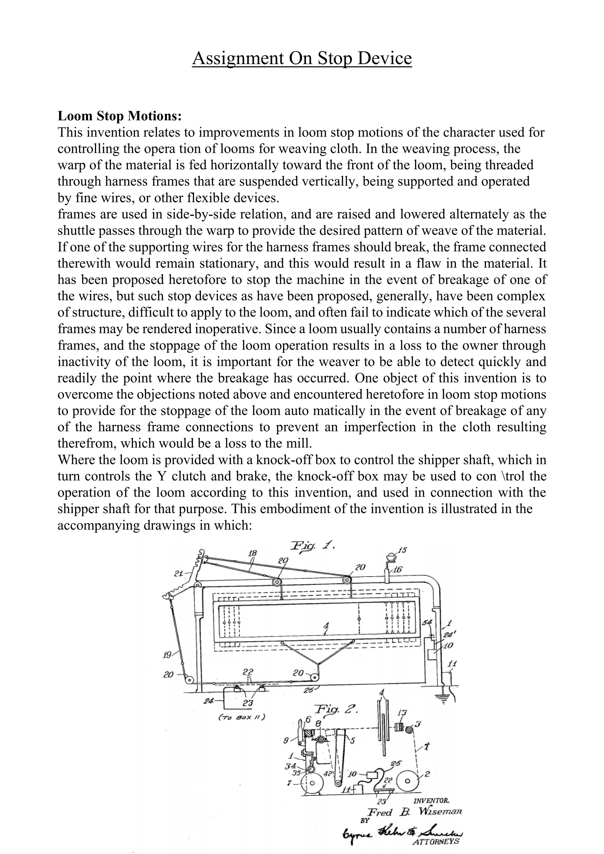 Study On Stop Device In Weaving Loom | PDF | Needlework | Arts and Crafts