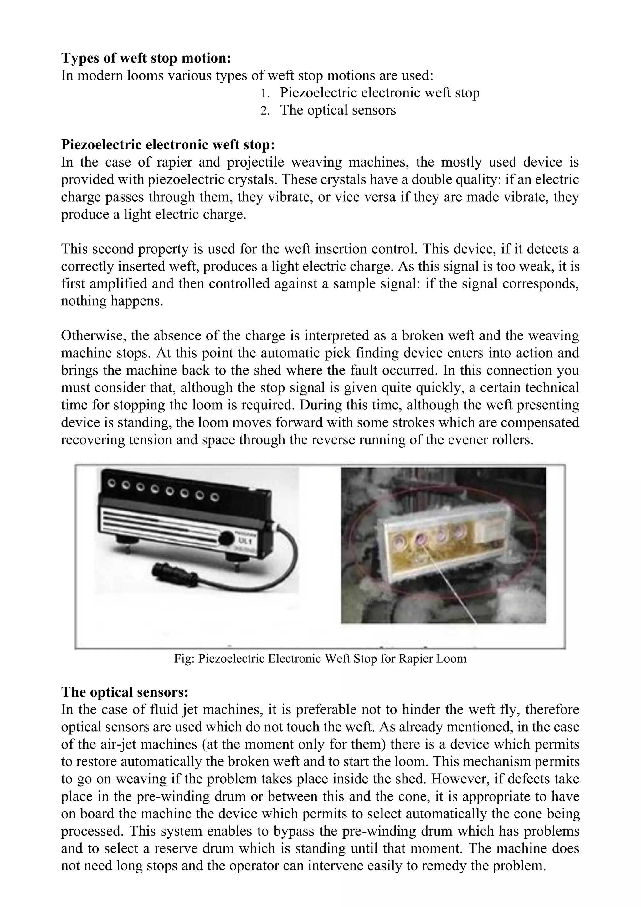 Study On Stop Device In Weaving Loom | PDF