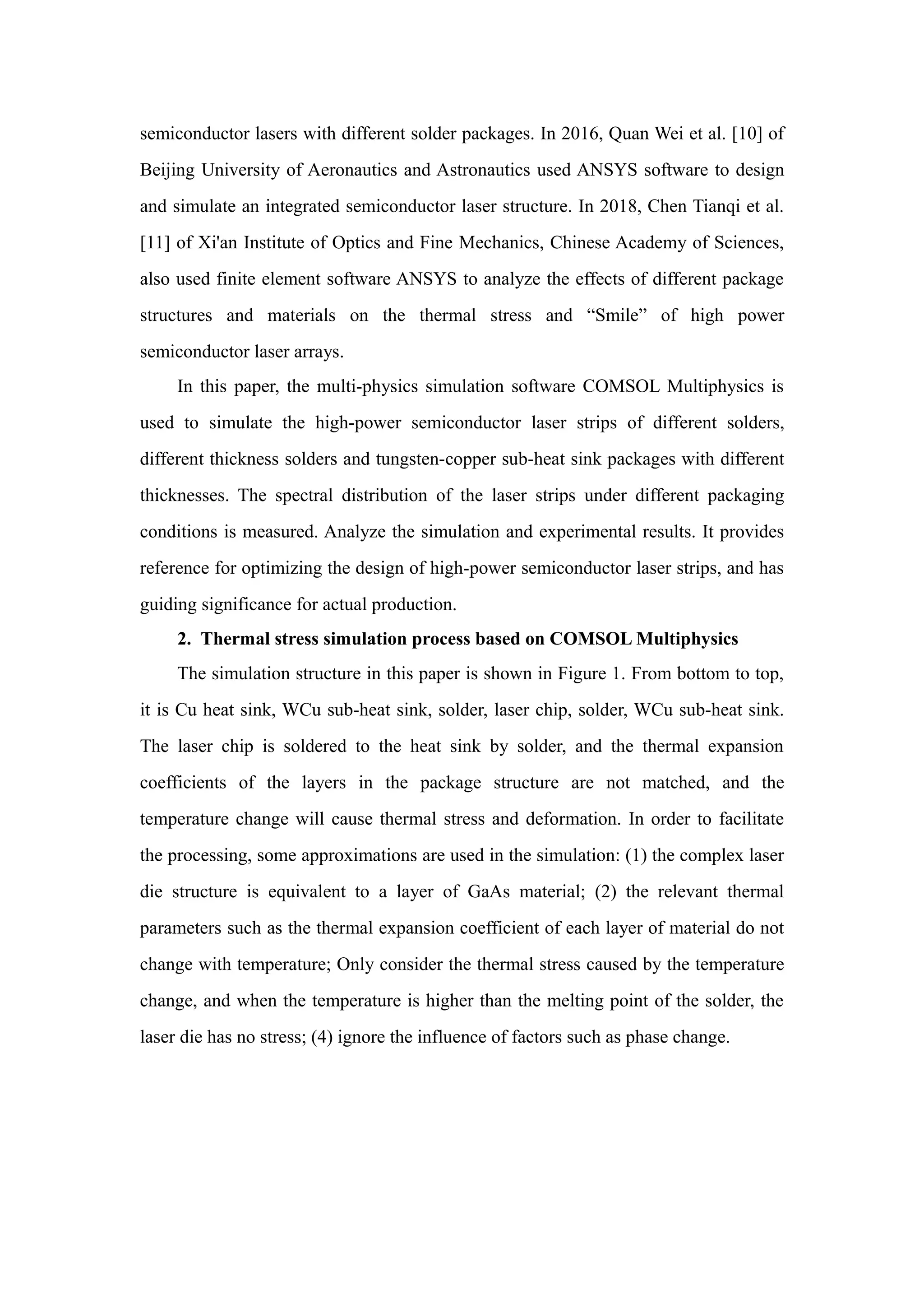 Study on thermal stress of high power semiconductor laser packaging | DOC