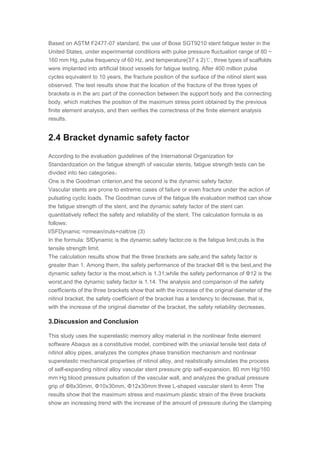 Study on the safety performance of self expanding nitinol stent | PDF